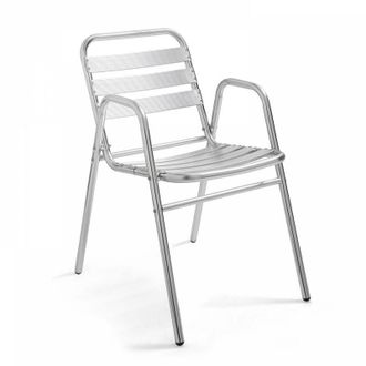 Oviala Oviala - Chaise de jardin empilable en aluminium gris clair