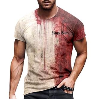 Generic Imprim&eacute; masculin sur le th&egrave;me dHalloween d&eacute;contract&eacute; col rond graphique sang grande taille chemise imprim&eacute;e couleur unie haut &agrave; manches courtes t-shir