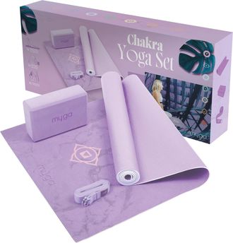 Myga Yoga Starter Kit | Komplettes Set mit Yogamatte, Yogablock & Gurt | rutschfest & Unterstützend | Ideal für Anfänger & Zuhause sowie Reisen | Unterschi