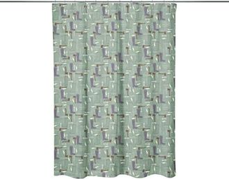 Bonamaison Le Jardin du Lin Digital Gedruckter Duschvorhang, Badewannenvorhang, Duschvorhangringe Enthalten, Größe: 140x200 cm - Entworfen und Hergestellt in der