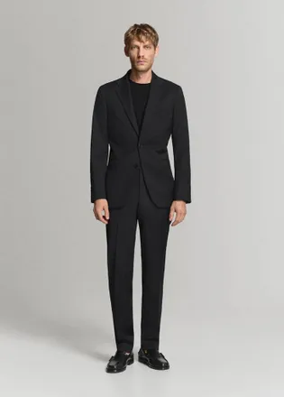 Mango Veste costume Turin 100 % laine vierge noir - Homme - 46 - MANGO MAN
