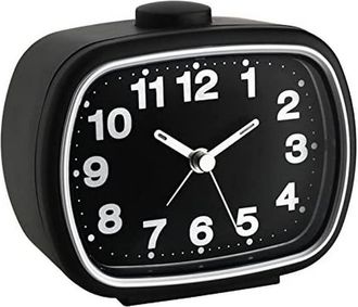 TFA Dostmann Analoger Wecker, 60.1017.01, im Retro-Design, lauter Alarm Kunststoff, Schwarzweiß 11 x 6 x 9,2 cm, L117 x B77 x H123 mm