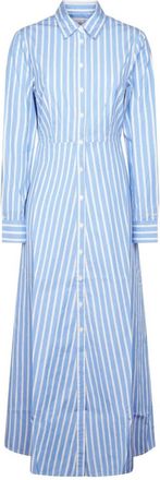 MC2 Saint Barth Femme, Robes, Bleu, Taille: 38 FR Giuni Long Dress Cotton Stripes Tiny Mini V 31
