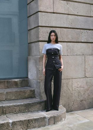 Mango Tr&auml;gerloses Jeans-Top blau - Damen - XS - MANGO