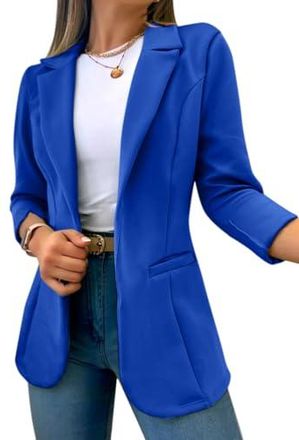 Onsoyours Blazer Femme &Eacute;l&eacute;gant Veste de Tailleur Costume Manches Longue Couleur Unie Slim Fit Bureau Affaires Manteau Blouson Ouvert Devant Business Veste A Ble