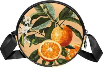 Generic Sac &agrave; bandouli&egrave;re rond pour femme, petit sac &agrave; bandouli&egrave;re orange avec fermeture &eacute;clair, bretelles r&eacute;glables, sac &agrave; main rond d&eacute;contract&eacute; pour femmes 