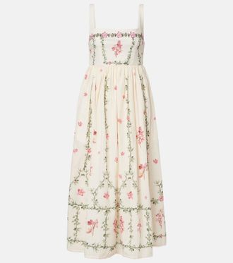 Agua Bendita Robe midi Barbara en coton &agrave; fleurs