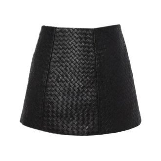 Manokhi Manokhi, Femme, Jupes, Noir, Taille: 38 FR Mini-jupe en cuir tress&eacute;