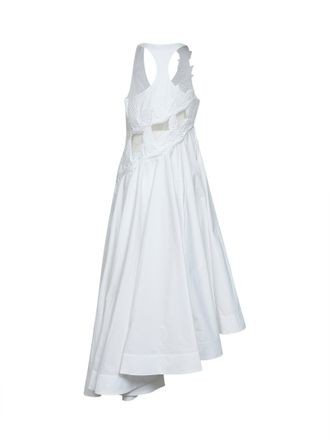 Zimmermann Womens Dress Luna Applique Midi Ivory Cotton