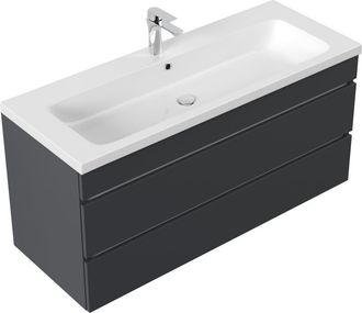 Magnolia Home Badm&ouml;bel Via 120 SoftClose mit grifflosen Schubladen Farbe Grafit