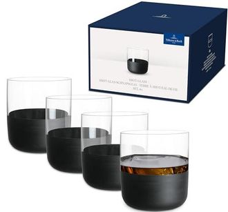 Villeroy & Boch Manufacture Rock Shot Verre À Digestif, Ensemble De 4 Pièces, Cristallin Avec Fond Noir Mat, Contenance 40 Ml
