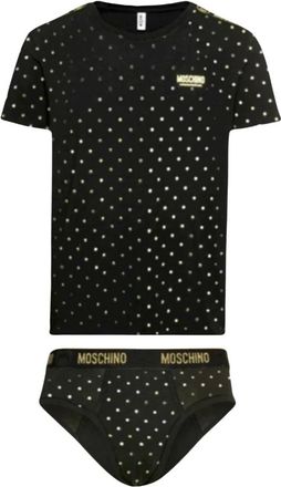 Moschino Ensemble T-shirt et slip &agrave; pois - Homme - Sous-v&ecirc;tements - Noir - Taille: XL