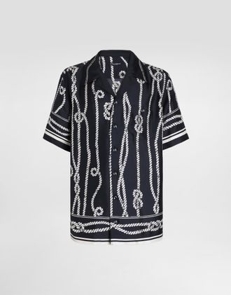 Dolce & Gabbana Hawaiihemd Aus Seidentwill Mit Marina-print - Mann Hemden Multicolor 41