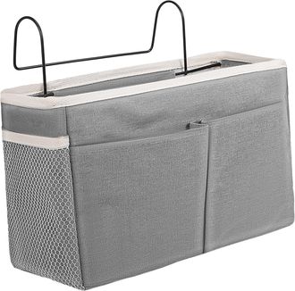 DOITOOL Hängende Aufbewahrungstasche aus Baumwoll leinen und Eisen Platzsparender Organizer mit Mehreren Taschen Einfach zu Befestigen für Bettgestell und Sof