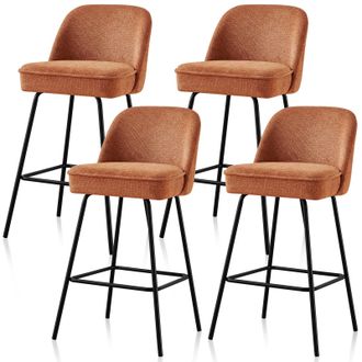 Ainpecca Barhocker mit R&uuml;ckenlehne Barstuhl aus Leinenstoff mit gepolsterter Sitzfl&auml;che & elastischem Schaumstoff Metallbeine mit Fu&szlig;st&uuml;tze f&uuml;r K&uuml;che Theke Ess