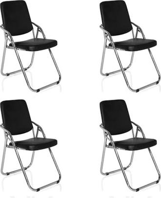 hjh OFFICE 4 x Klappstuhl ESTO PU Schwarz Konferenzstuhl Besucherstuhl klappbar 4er Pack