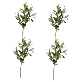 DOITOOL K&uuml;nstliche Olivenzweige 4 St&uuml;ck mit Realistischen Olivenstielen Kunststoff Zweige f&uuml;r Vasen Tischdeko Hochzeiten B&uuml;ro und Wohnraumdekoration