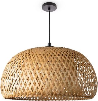 Paco Home Paco Home - Plafonnier Bambou Suspension Boho Salon Lampe En Osier Suspendue Vintage E27 Beige (Ø38 cm), Lampe à suspension - Type 2