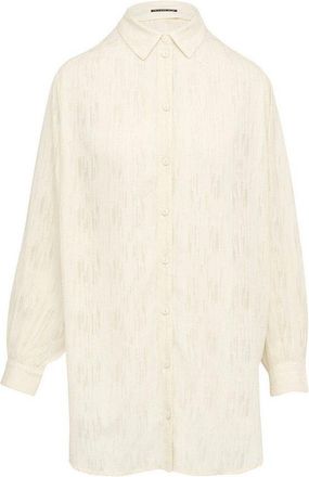 QS by s.Oliver Langarmbluse Bluse Leicht transparente Longbluse mit Glanzeffekten