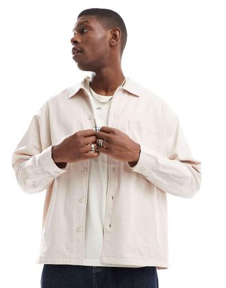 Jack & Jones Hemdjacke aus Leinenmix in Beige-Neutral