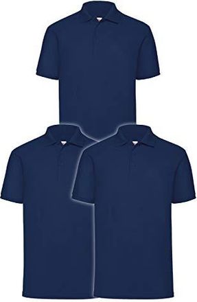 Fruit Of The Loom Lot de 3 polos pour homme, bleu marine, S