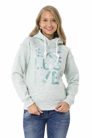 Cipo & Baxx Damen Kapuzensweatshirt WL330 Minze - Stylischer Hoodie mit Kapuze & K&auml;ngurutasche - Bequemer Pullover f&uuml;r Freizeit, Alltag & Streetwear - WL330 Minze
