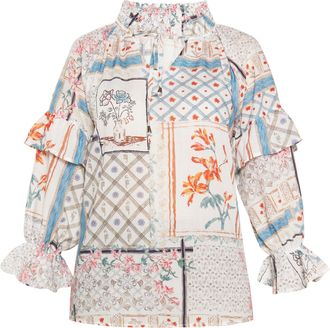 Usha Bluse Frauen mehrfarbig wei&szlig;