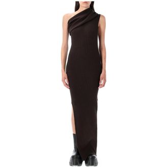 Rick Owens Femme, Robes, Brun, Taille: 40 FR Athena Robe Maxi Monopaule C&ocirc;tel&eacute;e avec D&eacute;tail Drapp&eacute;