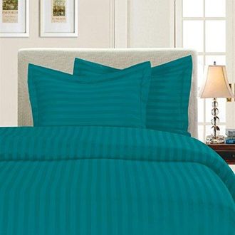 Elegant Comfort 3-teiliges Bettbezug-Set, weich, gemütlich, 1500 Premier Hotelqualität, luxuriös, knitterfrei, 3-teilig, Damast-Streifen, für Doppelbett, Queen-Size-B