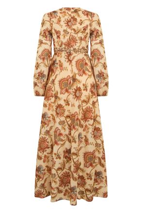 Zimmermann Womens Maxi Dress Cream Jacobean Linen