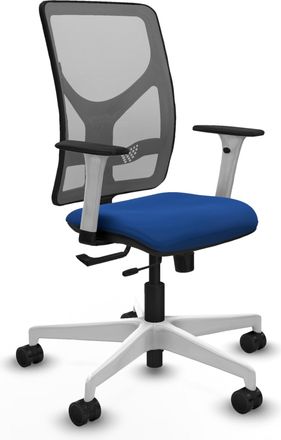 Piqueras y Crespo B&uuml;rostuhl mit wei&szlig;en und schwarzen Armlehnen, h&ouml;henverstellbare Lendenwirbelst&uuml;tze, ausgestattet mit Syncro/Traslack und Schneideschaum, Grau/Blau