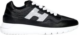 Hogan Low-Top Sneaker - Black Pearl Leather And Technical Fabric H371 Snea - Gr. 37,5 (EU) - in Schwarz - für Damen