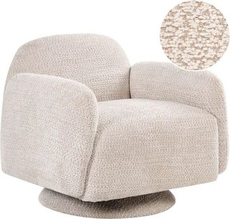 Beliani Fauteuil Moderne en Tissu Pivotant avec Accoudoirs Meuble de Salon Beige Aapua