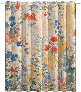 Generic Rideau Occultant Thermique Isolant Anti Froid &agrave; Oeillets 234x230 cm, Fleurs De Griffonnage DArt Anti Bruit D&eacute;coration de Rideau pour Chambre Salon Col