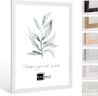 Bildershop-24 Bilderrahmen Clara 38 x 98 cm Massivholz Weiss im Landhaus Shabby Chic Vintage Stil ANTIREFLEX