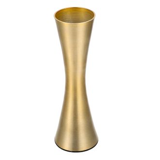 NUOBESTY K&uuml;nstlerische Metallvase aus Aluminium Mattierte Blumenvase Im Schlichten Stil Stabiler Blumenbeh&auml;lter f&uuml;r Tisch und Schreibtischdeko Goldfarben