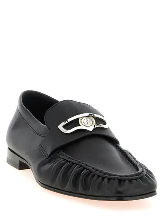 Christian Louboutin Mens Black Calfskin Slip-On Loafers
