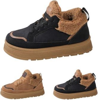 Generic Bottines &agrave; lacets pour femme - Chaudes - Doublure en fourrure - Avec soutien de la vo&ucirc;te plantaire - Antid&eacute;rapantes - L&eacute;g&egrave;res et confortables, Noir, 3