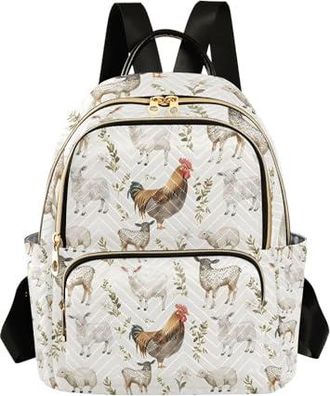 Mnsruu Mini sac à dos pour femme de la ferme, poules, moutons, coq, petit sac à dos tendance pour femme, sac à dos décontracté, Multi1133, M