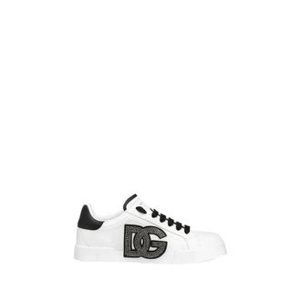 Dolce & Gabbana Crystal Embellished Leather Sneakers - - Shoes - Damen - Wei&szlig; - 36 EU