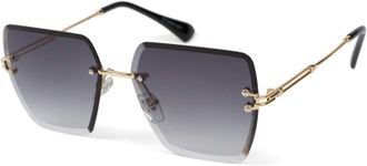 styleBREAKER Damen Sonnenbrille ohne Rahmen mit eckigen Polycarbonat Gläsern und Diamantschliff | UV400 Verlaufstönung | Metallbügel verstellbare Nasenpads, Gestel