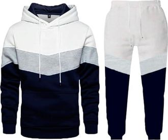 Generic Surv&ecirc;tement d&eacute;contract&eacute; pour homme - Design sportif - Tissu respirant - Pantalon de surv&ecirc;tement et sweat-shirt - Ensemble essentiel de d&eacute;tente, 04 Bla