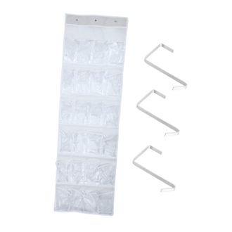 Lurrose H&auml;ngende Aufbewahrungstasche mit Haken Wandorganizer f&uuml;r Schuhe und Kleinteile Multifunktionaler Schuhorganizer f&uuml;r T&uuml;r und Schrank Wei&szlig;e Stofftasche 