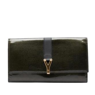 Saint Laurent Portefeuille Vintage en Cuir Verni Pre-owned - Femme - Pre-owned - Vert - Taille: ONE Size