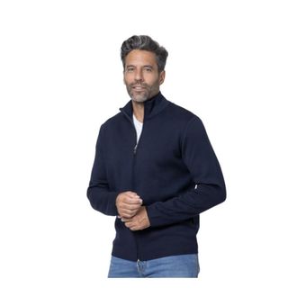 Gran Sasso Marineblauer Rei&szlig;verschluss Stehkragenweste - - Knitwear - Herren - Blau - S