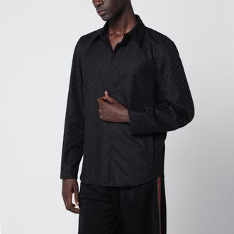 Gucci Schwarzes GG Supreme Baumwollhemd