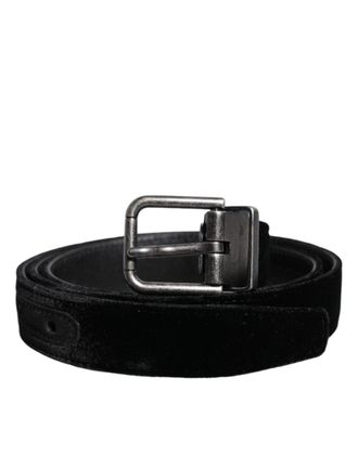 Dolce & Gabbana Mens Black Leather Metal Buckle Classic Belt