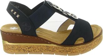 Rieker Femme, Chaussures, Bleu, Taille: 40 EU Sandales compens&eacute;es V7972