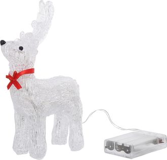 DOITOOL Beleuchtete Rentier Weihnachtsfigur 20cm Wetterfeste Kunststoff Deko mit LED Batteriebetrieben Tisch und Fensterschmuck f&uuml;r Innen Au&szlig;en