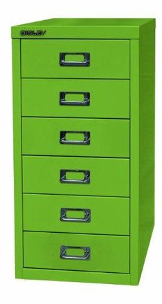 Bisley MultiDrawer, 29er Serie, DIN A4, 6 Schubladen, Metall, 604 Grün, 38 x 27.9 x 59 cm